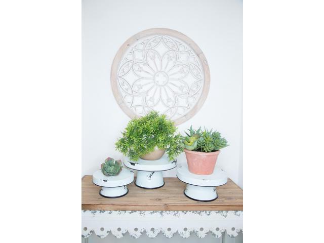 Click here for S/3 Distressed Enamel Pedestal Servers prices