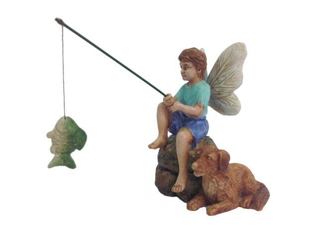 Click here for Treasure Gurus Miniature Fairy Boy Fishing With Do... prices