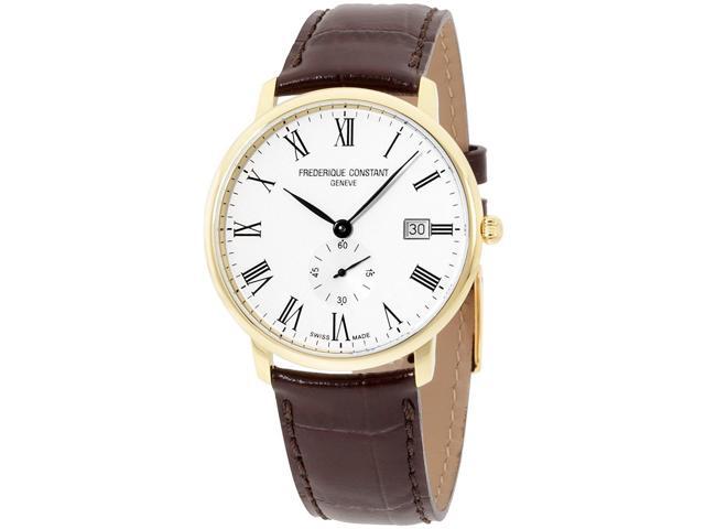 Click here for FREDERIQUE CONSTANT MENS 40MM BROWN LEATHER BAND Q... prices