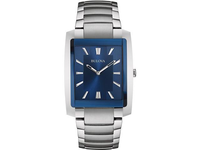 Bulova Classic Two-Hand Stainless Steel Mens watch #96A169 Blue