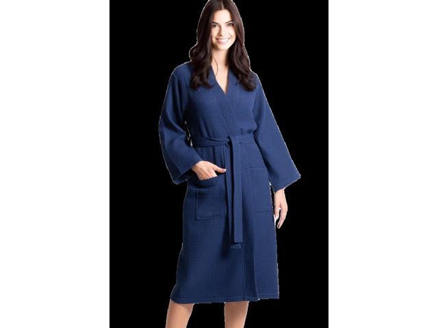 Click here for Womens Waffle Midnight Bathrobe - 100 Cotton (One... prices