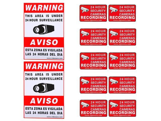 Click here for VideoSecu Warning Sign 2 Large Decals 10 Small Sti... prices