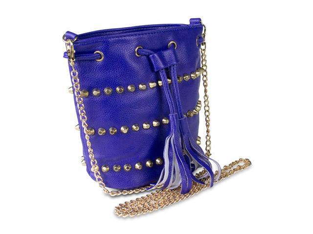 Click here for Mad Style Studded Drawstring Crossbody Bag Blue Pu... prices