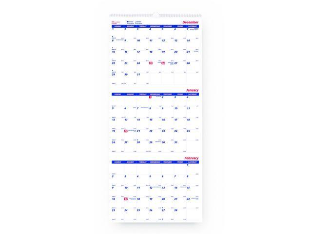 Click here for Three-Month Wall Calendar 12.25 x 27 White/Blue Sh... prices
