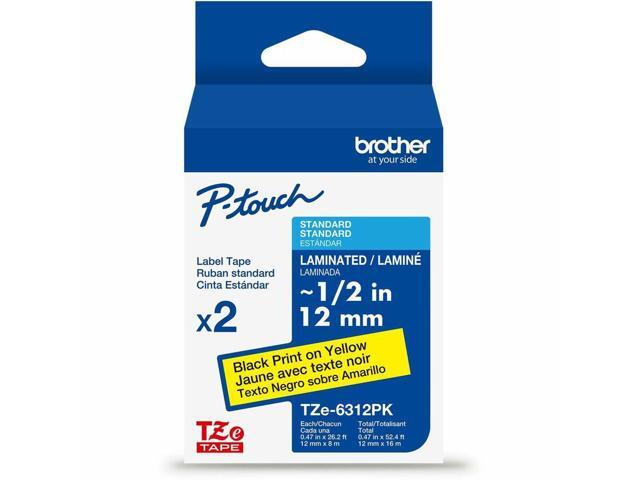 Click here for Brother Genuine P-touch TZe6312PK BK on YL Label T... prices