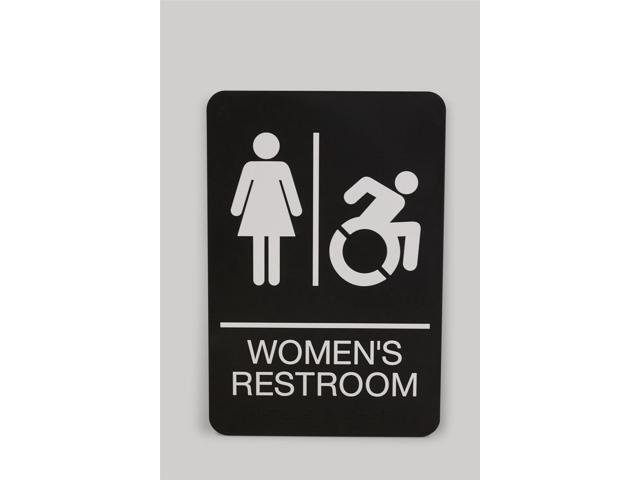 Click here for ADA Sign Womens Restroom 6 x 9 Black Face White Gr... prices