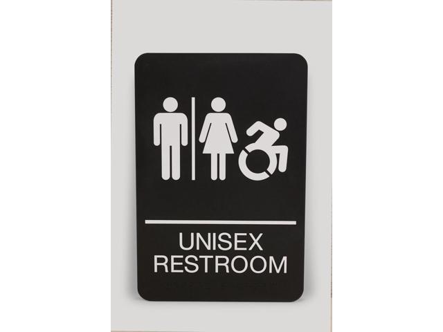 Click here for ADA Sign Unisex Restroom 6 x 9 Black Face White Gr... prices