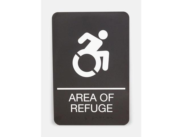 Click here for ADA Sign Area of Refuge 6 x 9 Black Face White Gra... prices