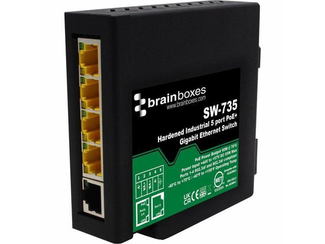 Click here for Brainboxes Hardened Industrial 5 Port PoE+ Gigabit... prices
