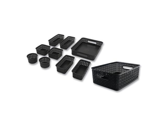 Click here for Plastic Weave Basket Bins Assorted Sizes Black 10/... prices