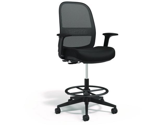 Alera Kempton Fabric Mesh Task Stool - Supports Up to 275 lb - 26.57 to 33.62 Seat Height - Black Seat  Black Back  Black Base ALEKP46BME17