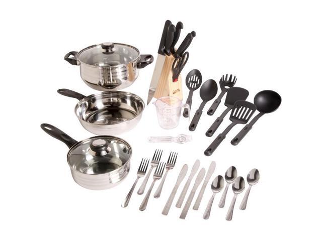 Total Kitchen Lybra 32 Piece Cookware Combo Set - Silver