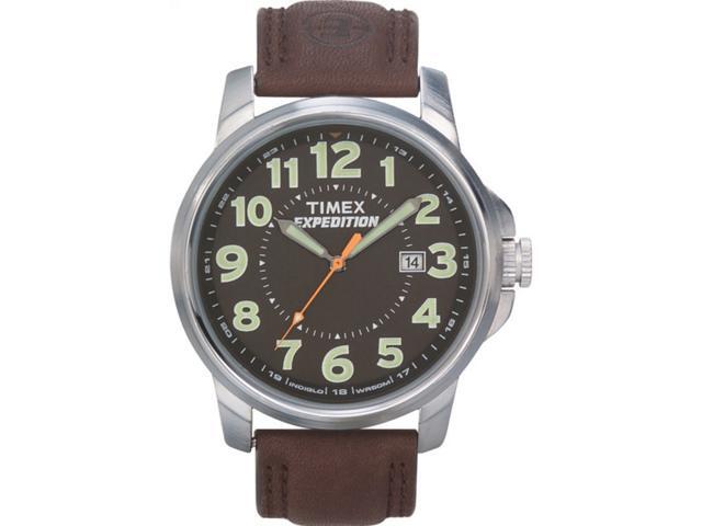 Click here for Timex Mens Expedition Brown Leather Strap Silver-T... prices