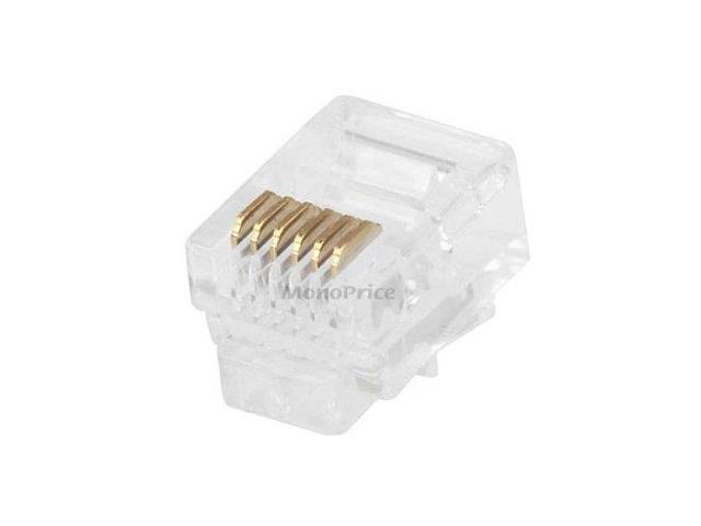 Click here for Monoprice 50-pcs RJ12 6P6C Plug for Round Solid Ca... prices