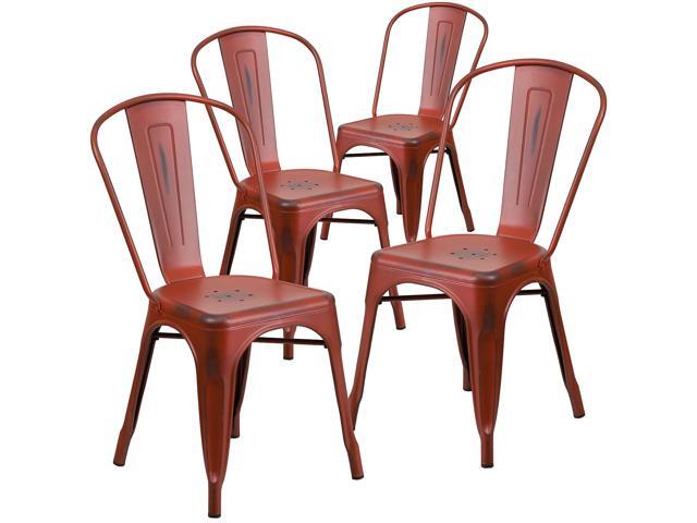 Click here for 4 Pk. Distressed Kelly Red Metal Indoor Stackable... prices