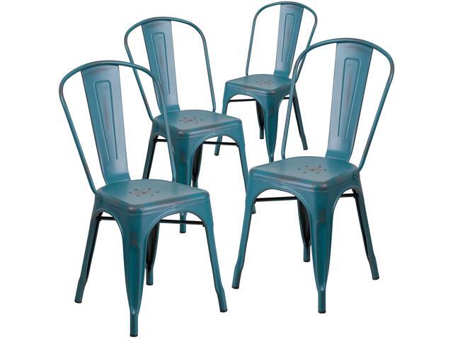 Click here for 4 Pk. Distressed Kelly Blue Metal Indoor Stackable... prices