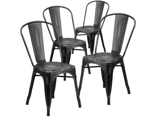 Click here for 4 Pk. Distressed Black Metal Indoor Stackable Chai... prices