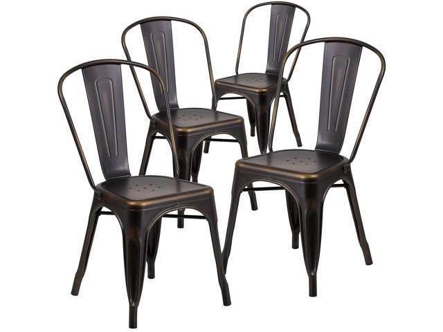 Click here for 4 Pk. Distressed Copper Metal Indoor Stackable Cha... prices