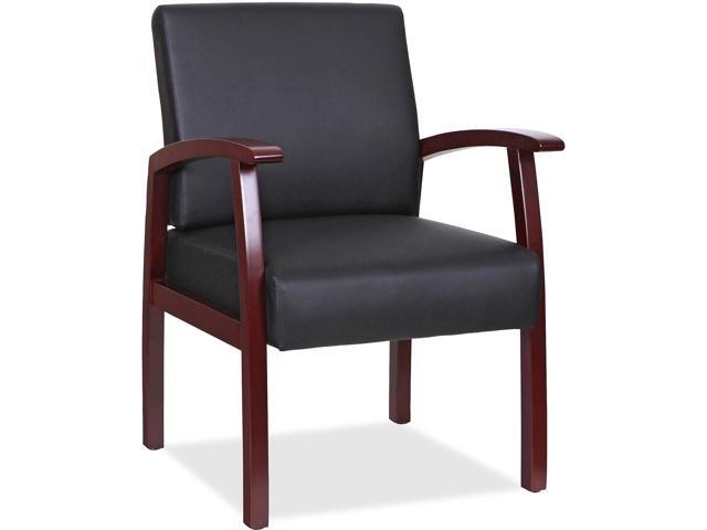 Click here for Lorell Guest Chair 24x25x35-35-1/2 BK Leather/MY F... prices