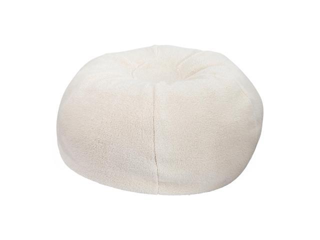 Flash Furniture Duncan Sherpa Refillable Bean Bag Chair Natural (DGBEANLGSHRPNAT)