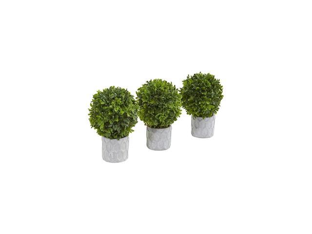 Click here for Nearly Natural Topiary Boxwood Plant in Pot 3/Pack... prices