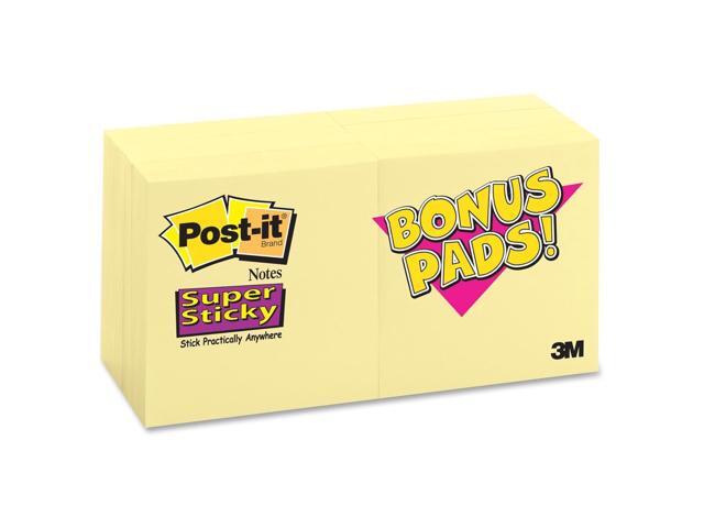 Post-it Notes Super Sticky Note Pads  3 x 3  Canary Yellow  90 Sheet Pads  12 Pads  1 080 Total Sheets