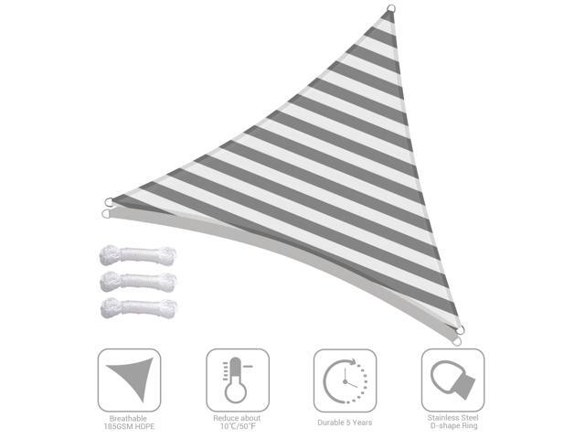 7 Ft 97 Uv Block Hdpe Triangle Sun Shade Sail Canopy Outdoor Patio Poolside - Gray+white