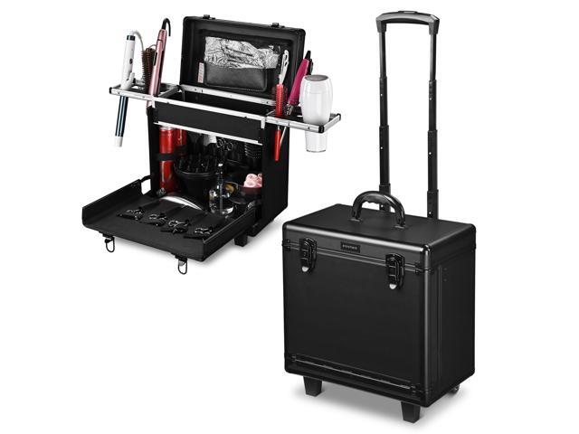 Click here for AW Black PVC Hair Makeup Train Case Baber Salon Cl... prices