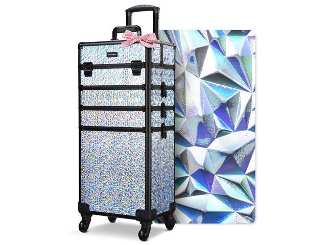 Byootique Mermaid Silver 4in1 Rolling Makeup Train Case Cosmetic Organizer Wheel - Mermaid silver