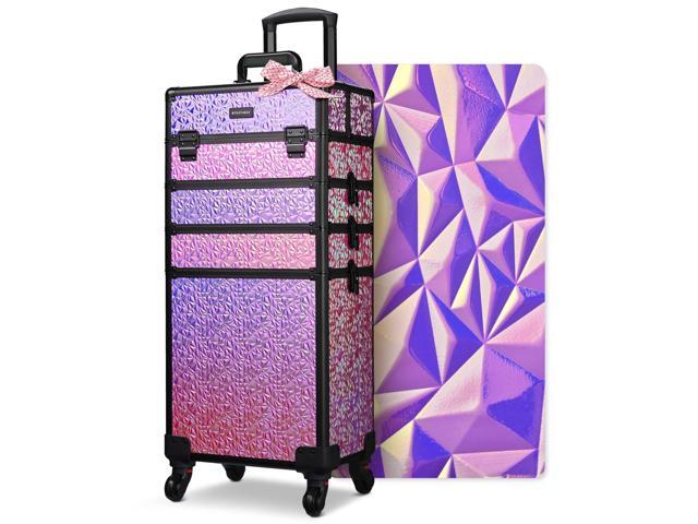 Byootique Mermaid Pink 4in1 Rolling Makeup Train Case Cosmetic Organizer Wheel - Mermaid pink
