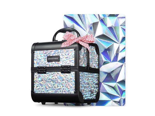 Byootique Makeup Train Case Cosmetic Organizer w/ Mirror Mermaid Silver Artist - Mermaid silver