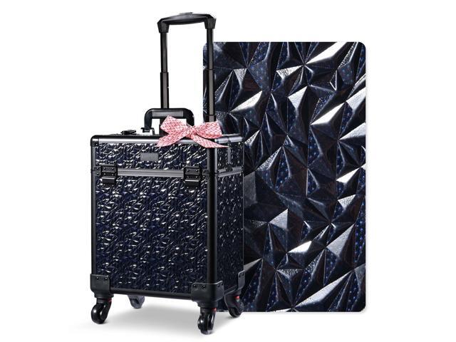 Byootique Rolling Makeup Train Case Cosmetic Trolley Organizer Mermaid Black - Mermaid black