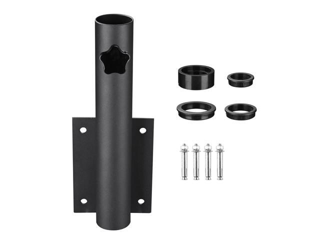 Yescom Universal Flag Pole Holder Deck Mount Bracket for Outside Fit 1 to 2 3/8 Pole - Black