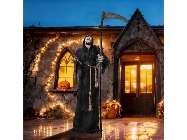 Yescom 6Ft Halloween Grim Reaper Life Size Animated Skull Motion Activated Ac 100V-240V 2025 Party Decor - Natrual