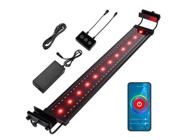 Yescom Led Aquarium Light 22 inch to 30 inch App Wifi Control Fish Tank Light Full Spectrum with Extendable Brackets Timer For Freshwater Plant - Blac