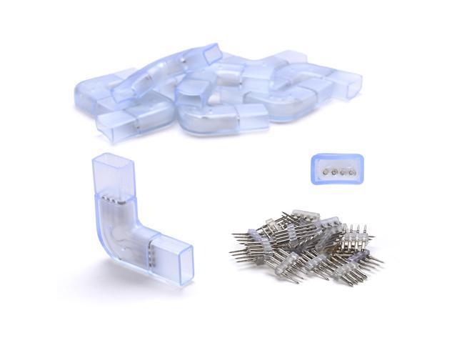 DELight 10pcs L Shape Pin Connectors Accessories with Pin 7x14mm Rgb Neon Rope Lightht - Natrual