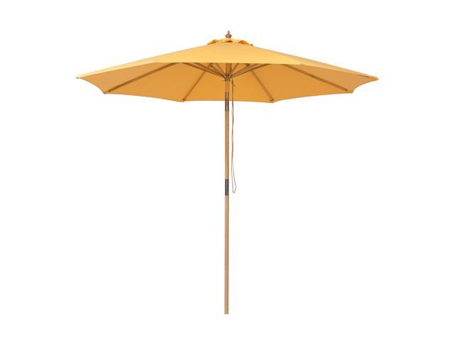 LAGarden 9Ft Patio Boho Market Patio Umbrella 260GSM Acrylic Fabric 5-Year-Non-Fading Resort Outdoor Market Buttercup Yellow - Buttercup yellow