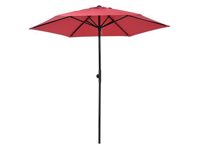 Yescom 7.5 Ft Outdoor Patio Umbrella 6 Ribs with Scale Tilt Button Strap UV30+ Sunshade Garden Parasol for Yard Deck Market Pool Red - Red