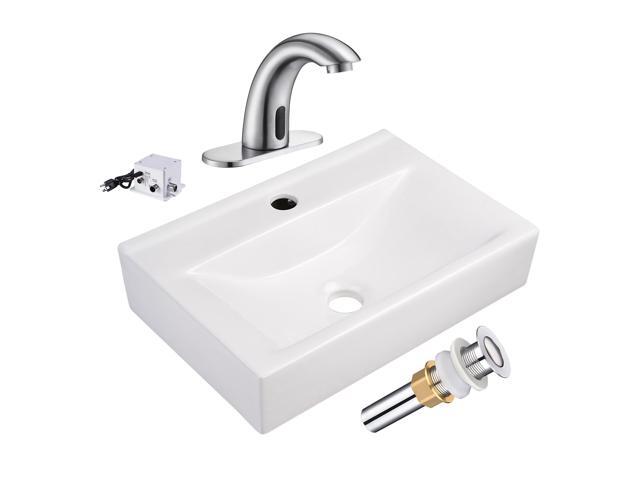 Aquaterior 5" Touchless Bathroom Faucet with Rectangle Vessel Sink Auto Sensor - Natrual