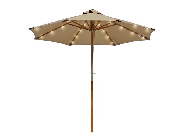 Click here for LAGarden Boho 32 LED 9Ft Wood Market Patio Umbrell... prices