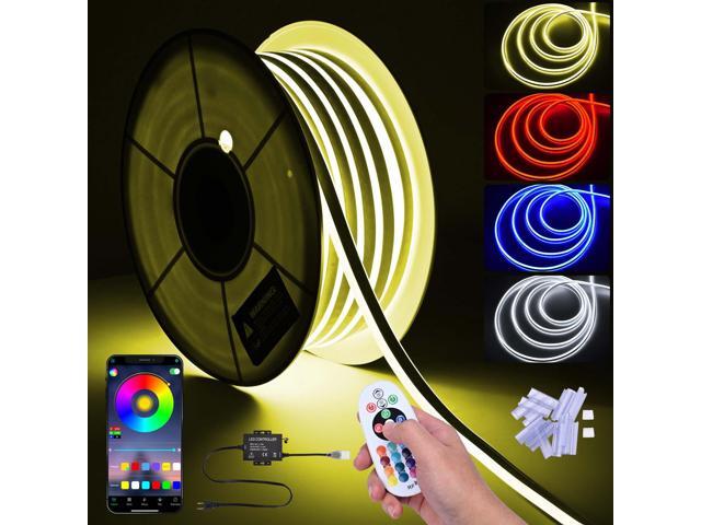 DELight 100FT RGB Neon Rope Lights with Remote Control & APP AC 110V IP65 Waterproof Music Sync Dimmable Cuttable DIY DEL-D100R