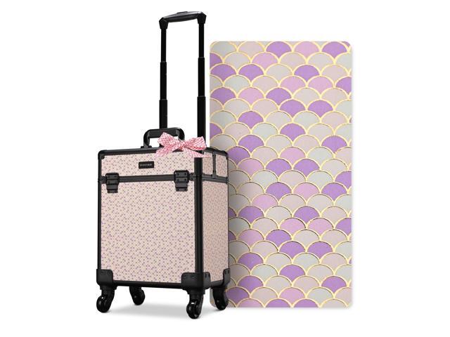 Byootique Cosmetology Case on Wheels Cosmetic Trolley Travel Art Deco Tyrian - Ad purple