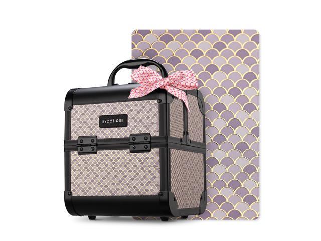 Byootique Makeup Train Case with Mirror Cosmetic Organizer Art Deco Graphite - Ad grgy