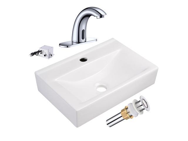Aquaterior 5" Touchless Bathroom Faucet with Rectangle Vessel Sink Brush Chrome - Natrual