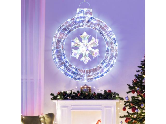 Click here for Yescom 33 Inch Snowflake Wreath Pre-lit Lighted Ch... prices