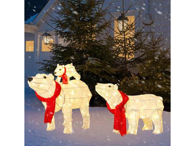 Click here for Yescom 3 Pcs Lighted Christmas Polar Bear Family D... prices