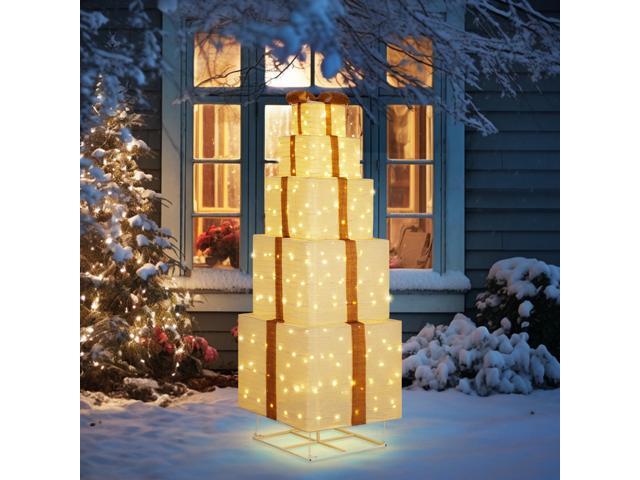 Click here for Yescom 6FT Pre-lit Lighted Christmas Beige Gift Bo... prices