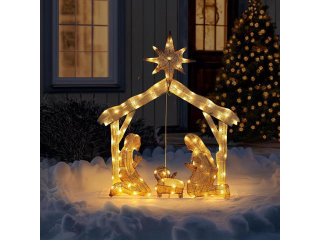 Click here for Yescom Holy Family 4Ft Lighted Christmas Manger Na... prices