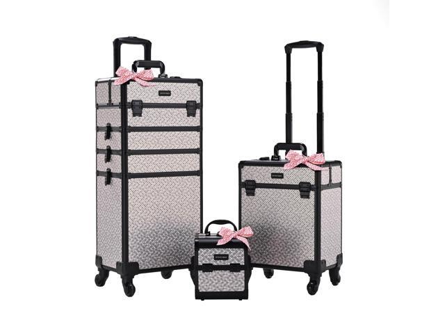 Click here for BYOOTIQUE Rolling Makeup Train Case on Wheels 3-Pi... prices