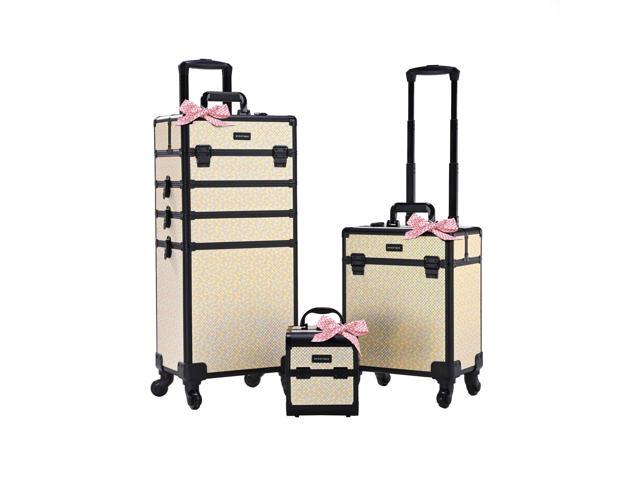 Click here for BYOOTIQUE Rolling Makeup Train Case on Wheels 3-Pi... prices